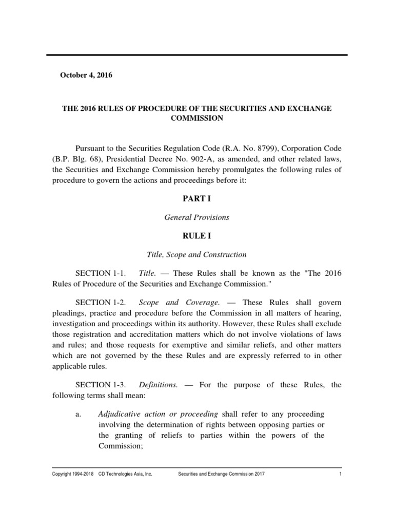 2016 SEC Rules of Procedure | PDF | Registered Mail | Mail