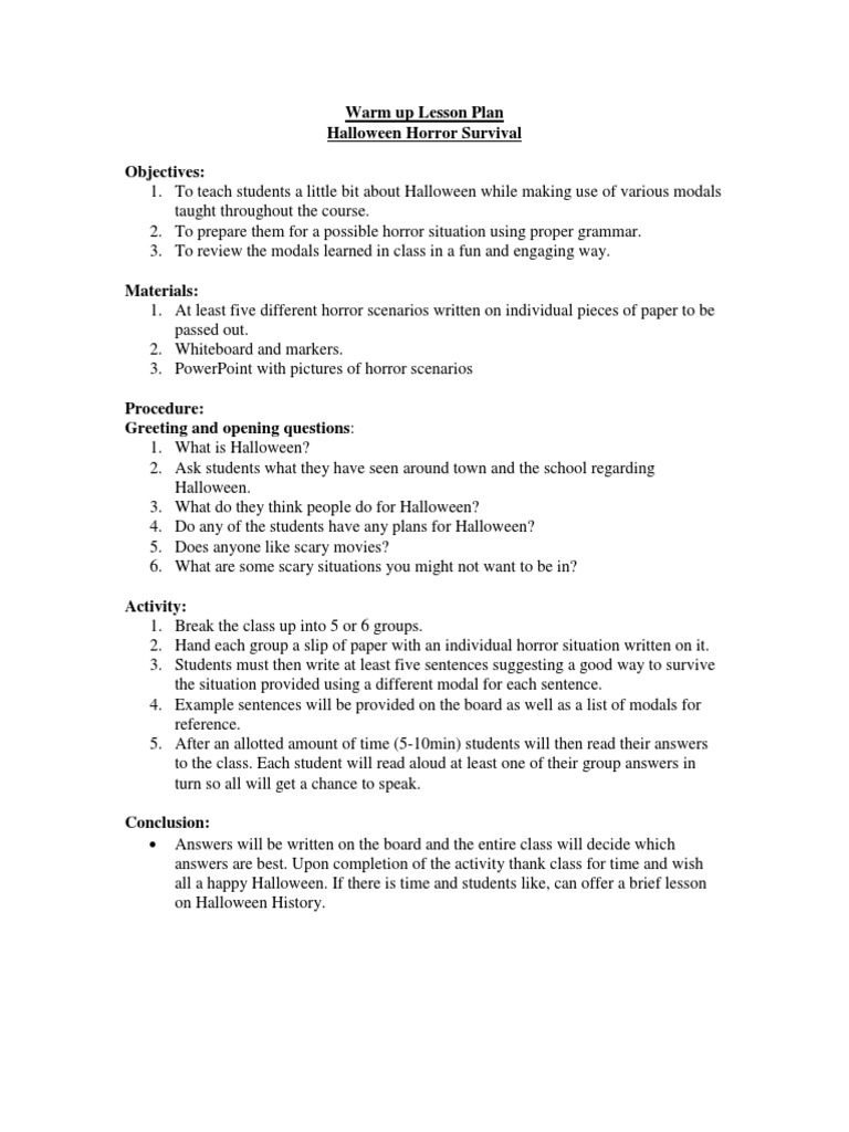 Warm Up Lesson Plan | PDF | Lesson Plan | Learning