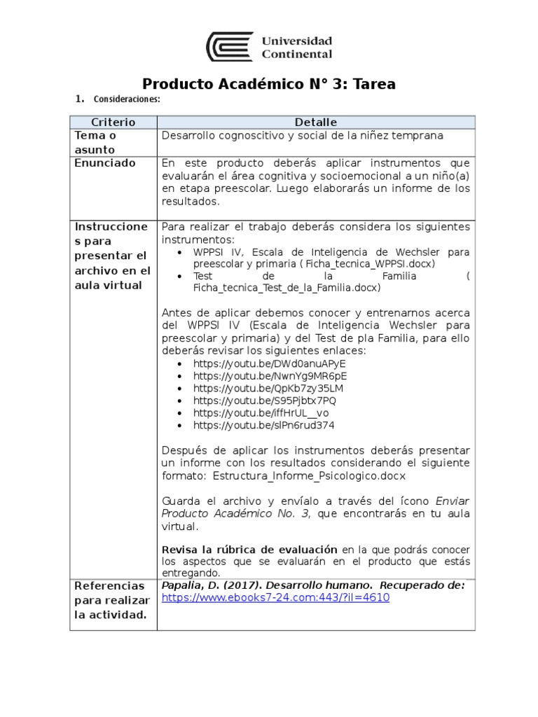 Psicologia Del Desarrollo Humano I Pa3 Unoo | PDF | Educación de la ...