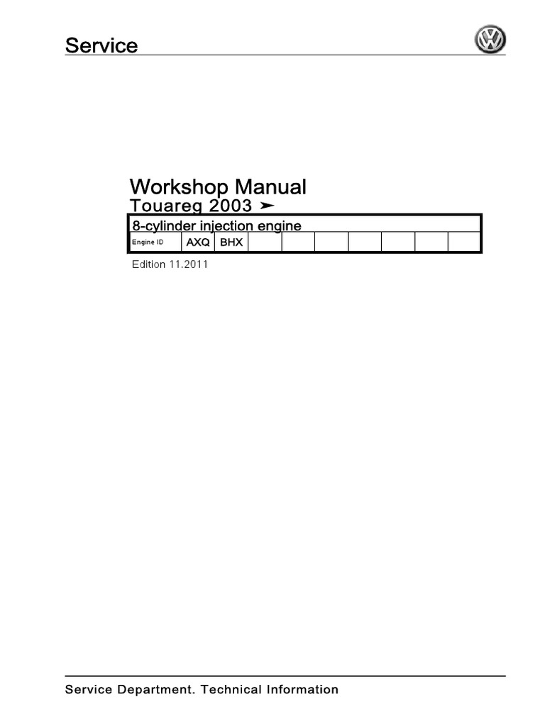 8-Cylinder Injection Engine AXQ, BHX - Repair Manual VW Touareg | PDF ...