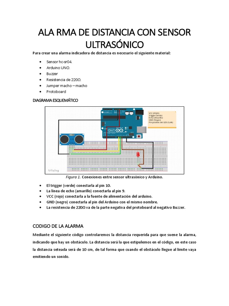 Alarma de Distancia Con Sensor Ultrasónico | PDF