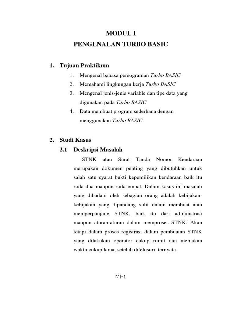 MODUL I Turbo Basic | PDF | Bisnis | Teknologi & Rekayasa