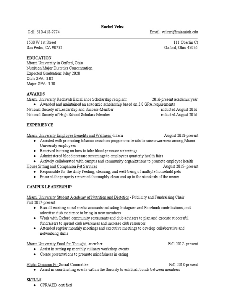 Rachel Velez Resume 3 | PDF | Wellness