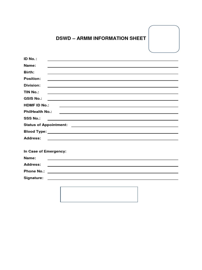 DSWD - Armm Information Sheet | PDF | Business | Computing And ...