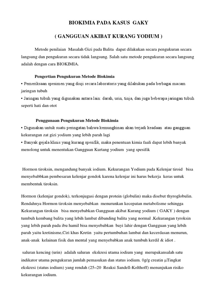 Biokimia GAKY: Dampak Kekurangan Yodium | PDF