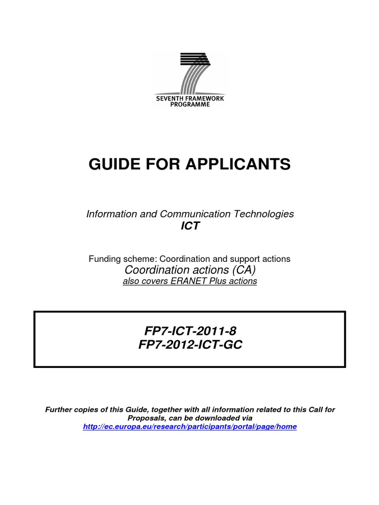 Guide For Applicants: FP7-ICT-2011-8 FP7-2012-ICT-GC | PDF | European ...