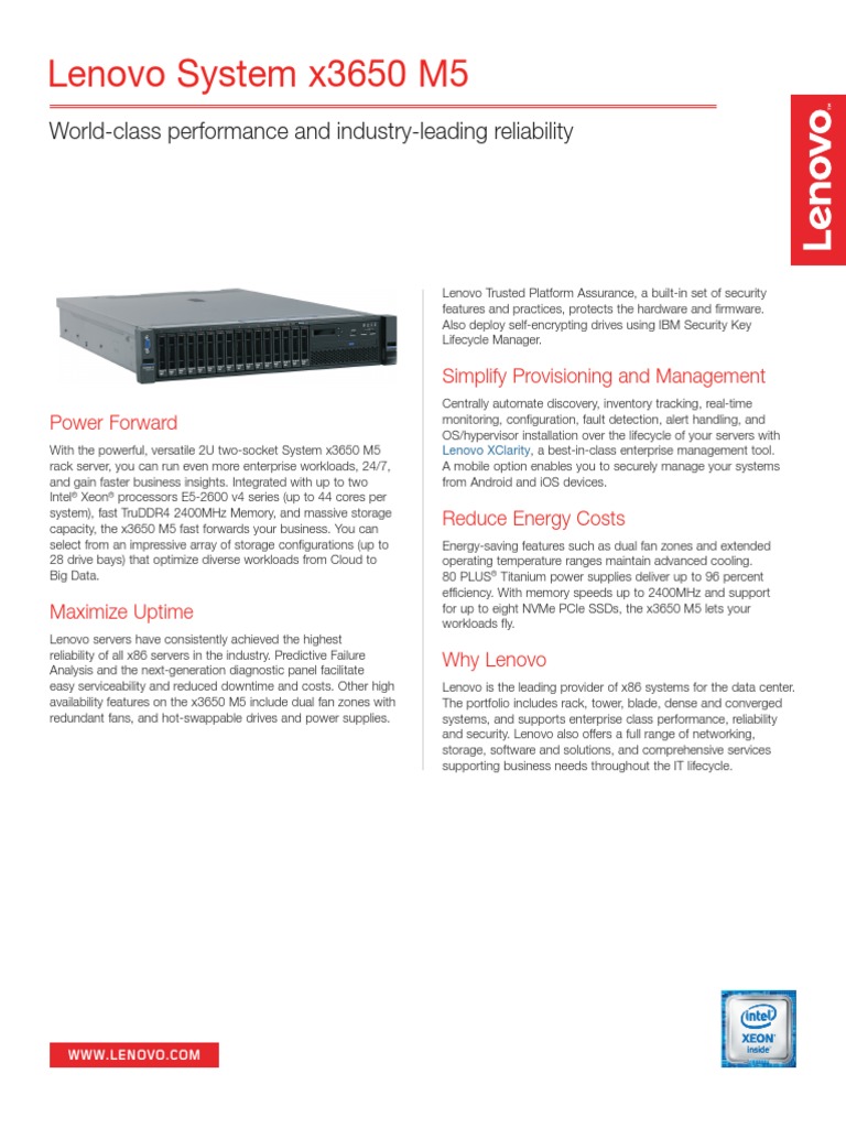 Lenovo System x3650 M5: World-Class Performance and Industry-Leading ...