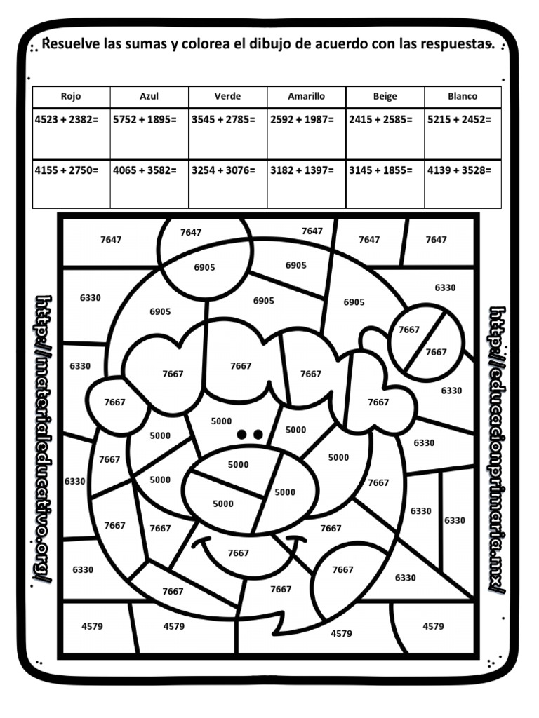 Suma y Colorea | Materiales artisticos | Color