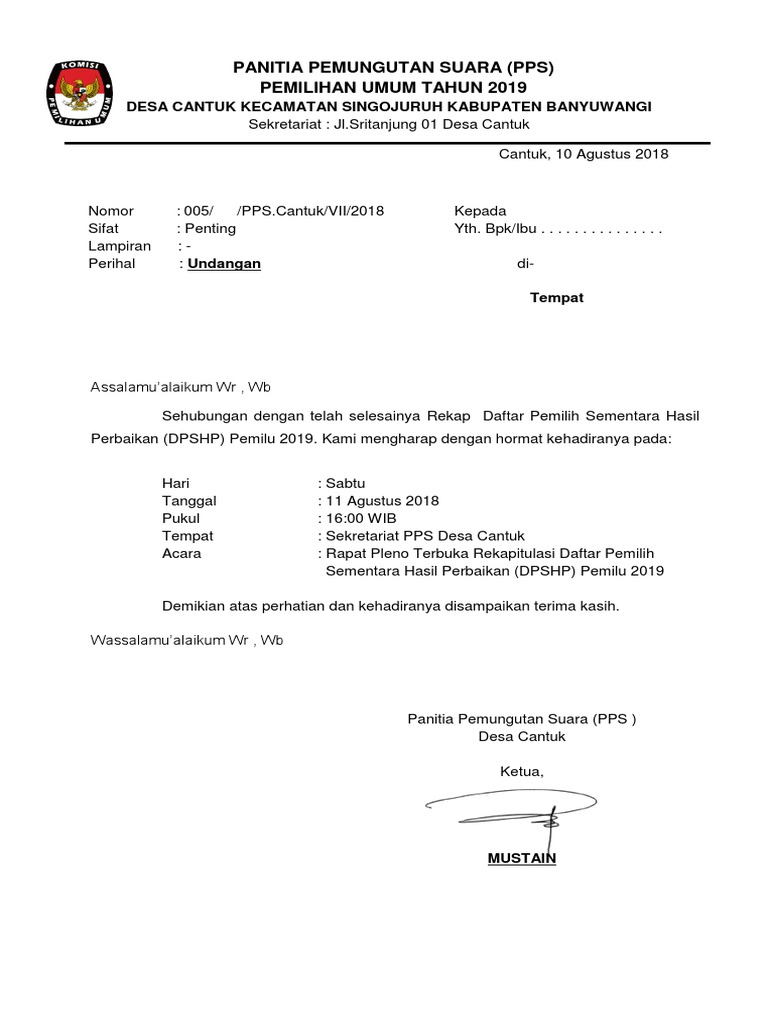 Contoh Undangan PPS | PDF