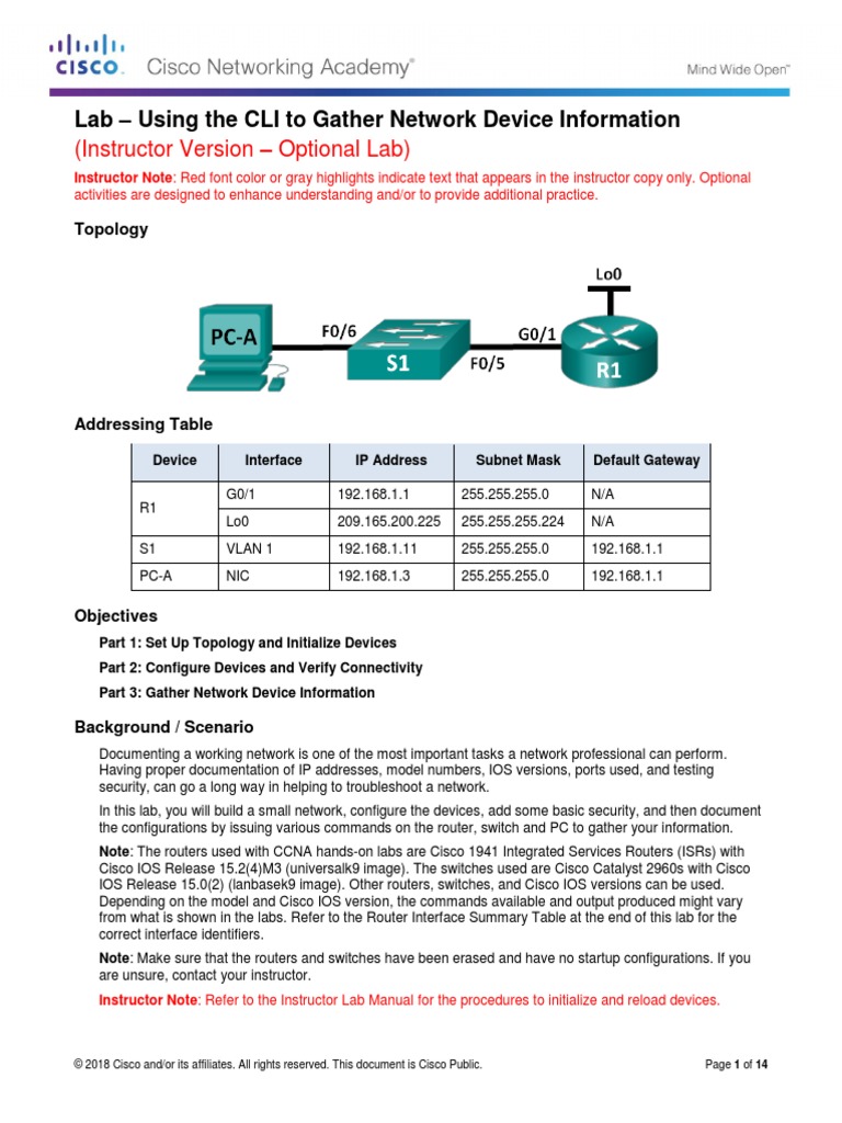 11.3.4.6 Lab - Using The CLI To Gather Network Device Information - ILM ...