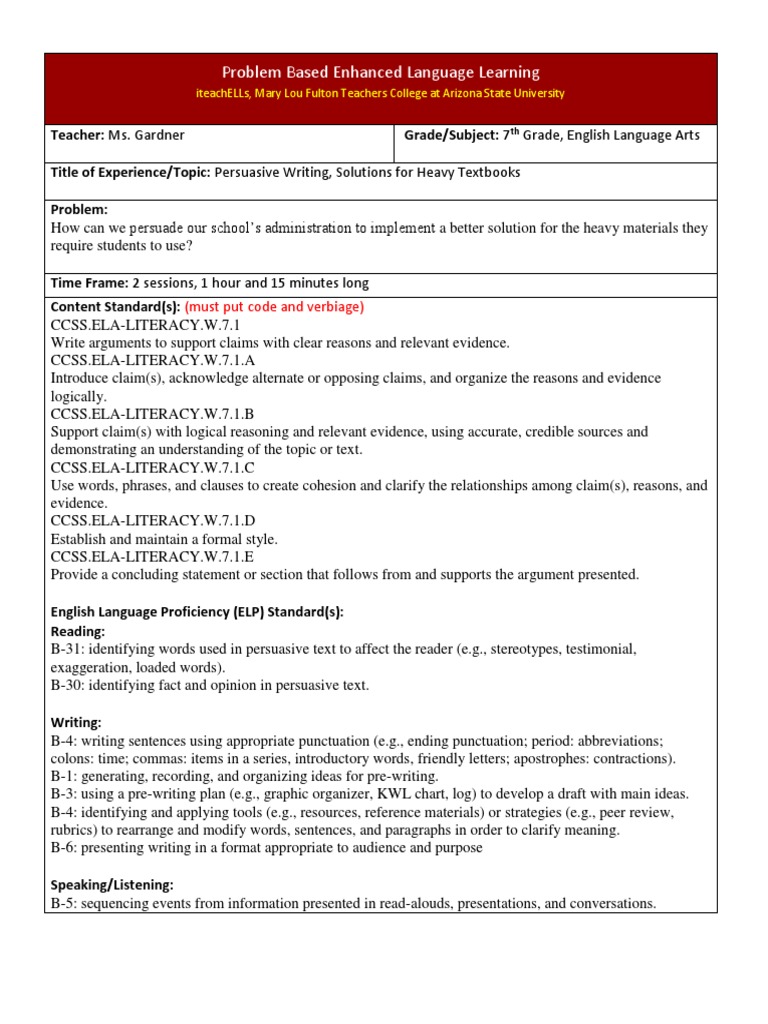 Persuasive Writing for Textbook Solutions | PDF | Educational ...