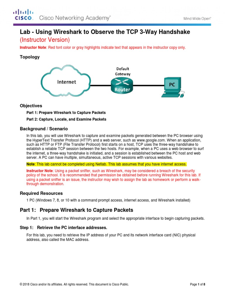 9.2.1.6 Lab - Using Wireshark To Observe The TCP 3-Way Handshake - ILM | PDF | Transmission ...