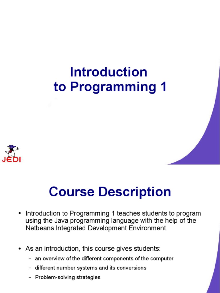 Jedi Slides Intro1 Chapter 00 Introduction Pdf Java Programming Language Class Computer 