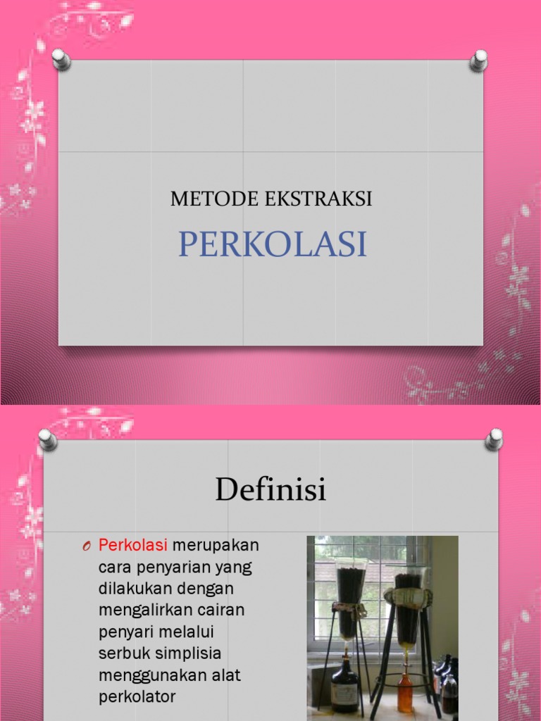 METODE EKSTRAKSI Perkolasi | PDF | Memasak, Makanan, & Anggur