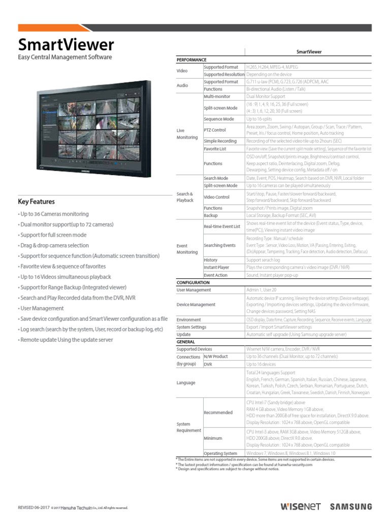 Smartviewer 4.9 Datasheet 170630 1 PDF | PDF | Digital Video Recorder ...