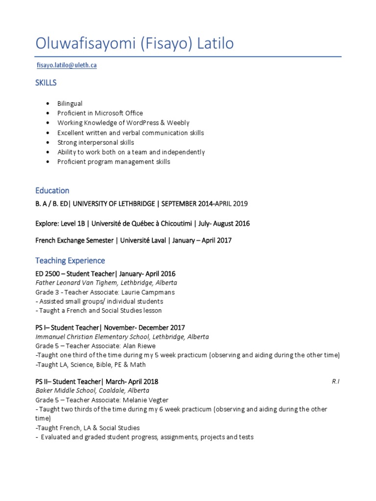 Education Resume | PDF | Teachers | Behavior Modification