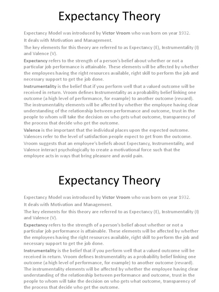 Understanding Expectancy Theory in Management | PDF ...