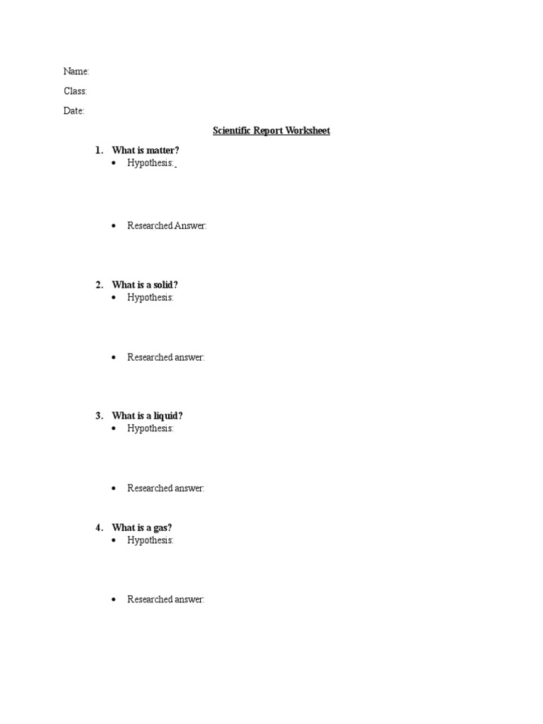 Report Worksheet | PDF