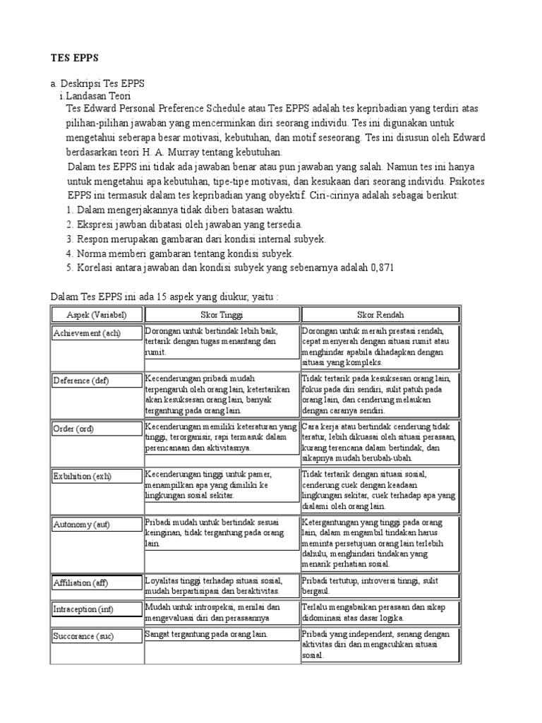 Menjawab Test Epps | PDF
