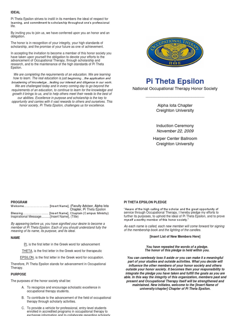 Sample Induction Ceremony Program | PDF | Occupational Therapy ...