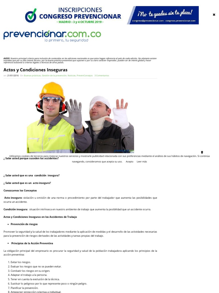 Actos Y Condiciones Inseguras Prevencionar Colombia Prevencionar Colombia Pdf Cookie 