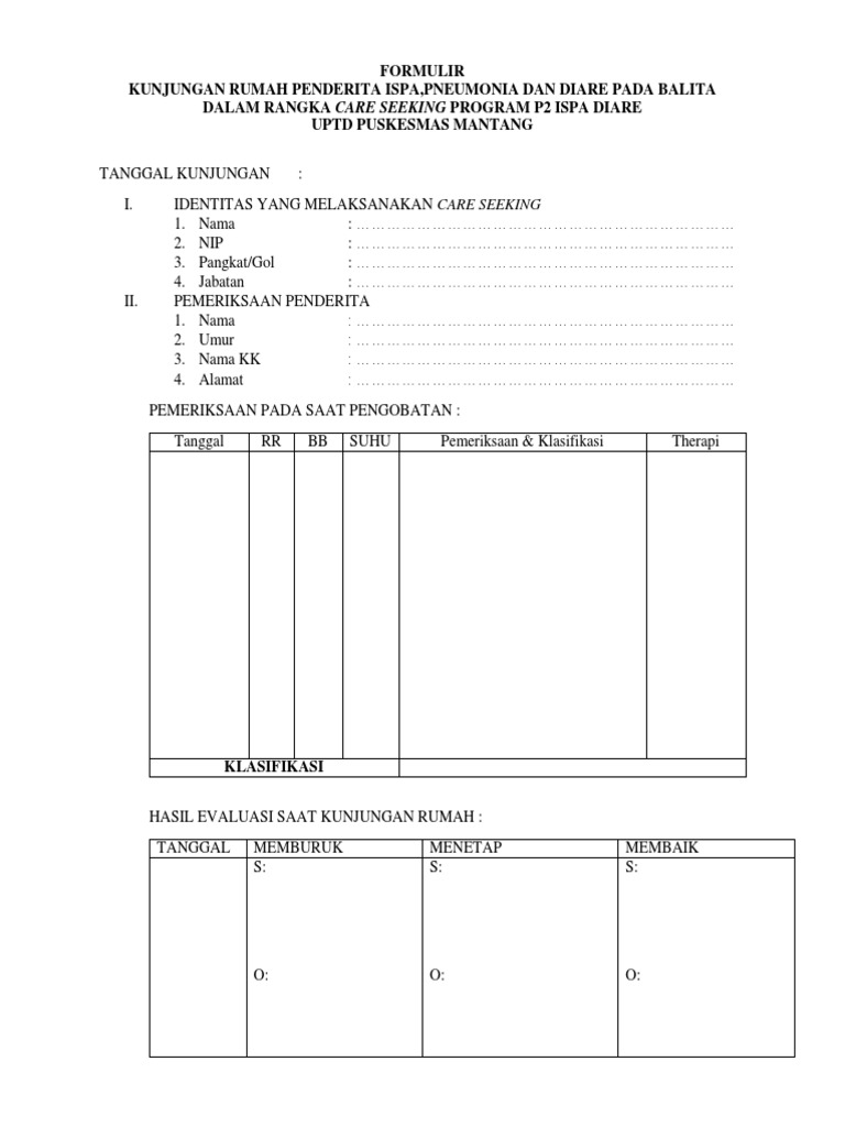Formulir Home Visite | PDF