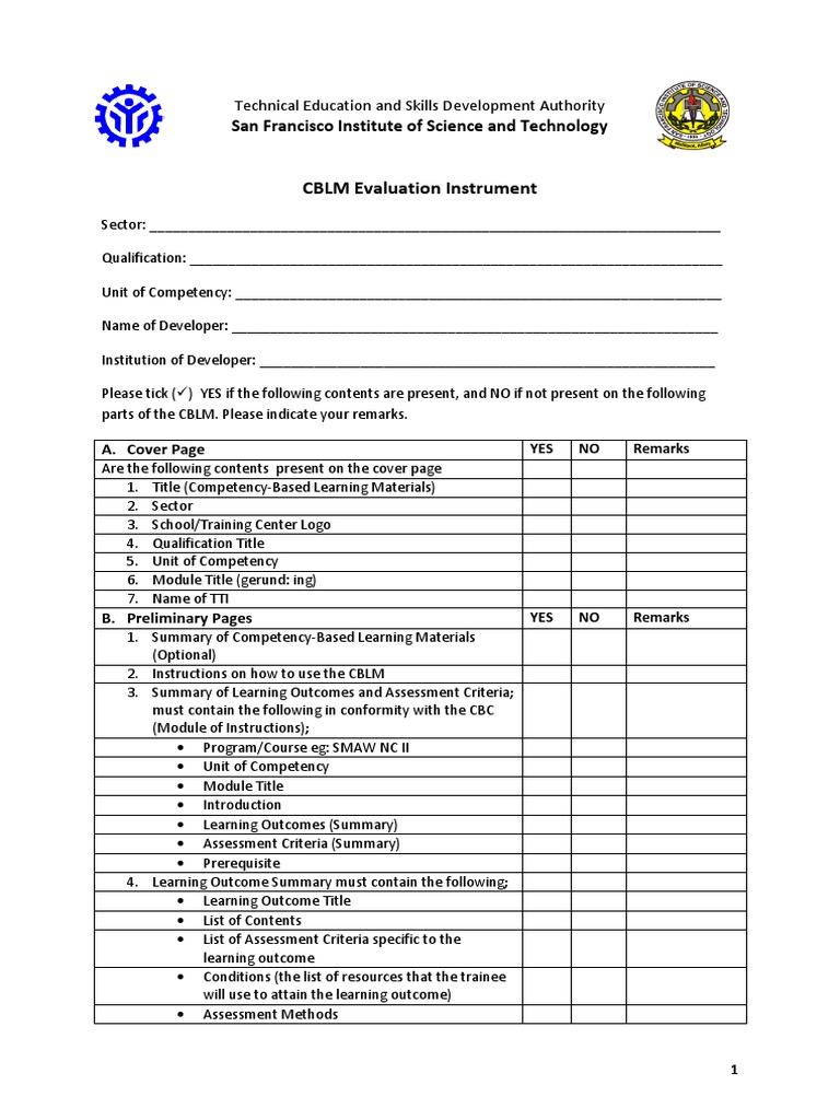 CBLM and Assessment Tool | PDF | Learning | Behavior Modification