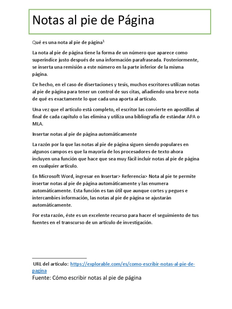 Nota Al Pie de Página | PDF