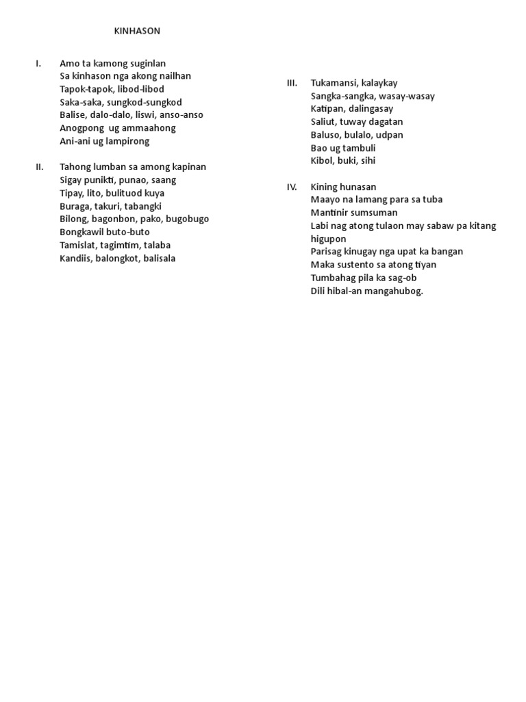 Kinhason Lyrics | PDF | Wellness