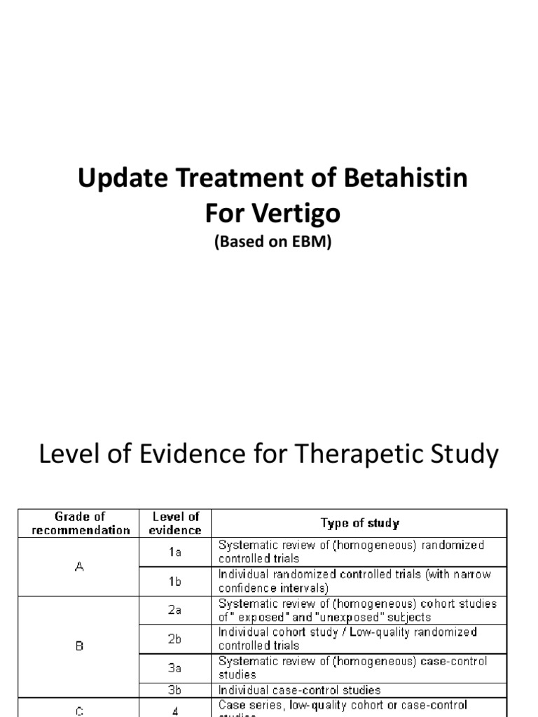 Update Treatment of Betahistin For Vertigo | PDF | Randomized ...