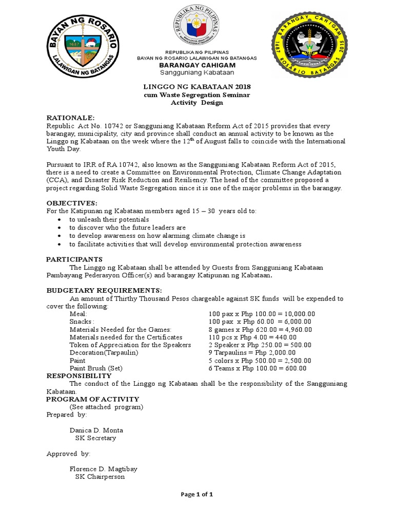 Linggo Ng Kabataan Activity Design Government Nature