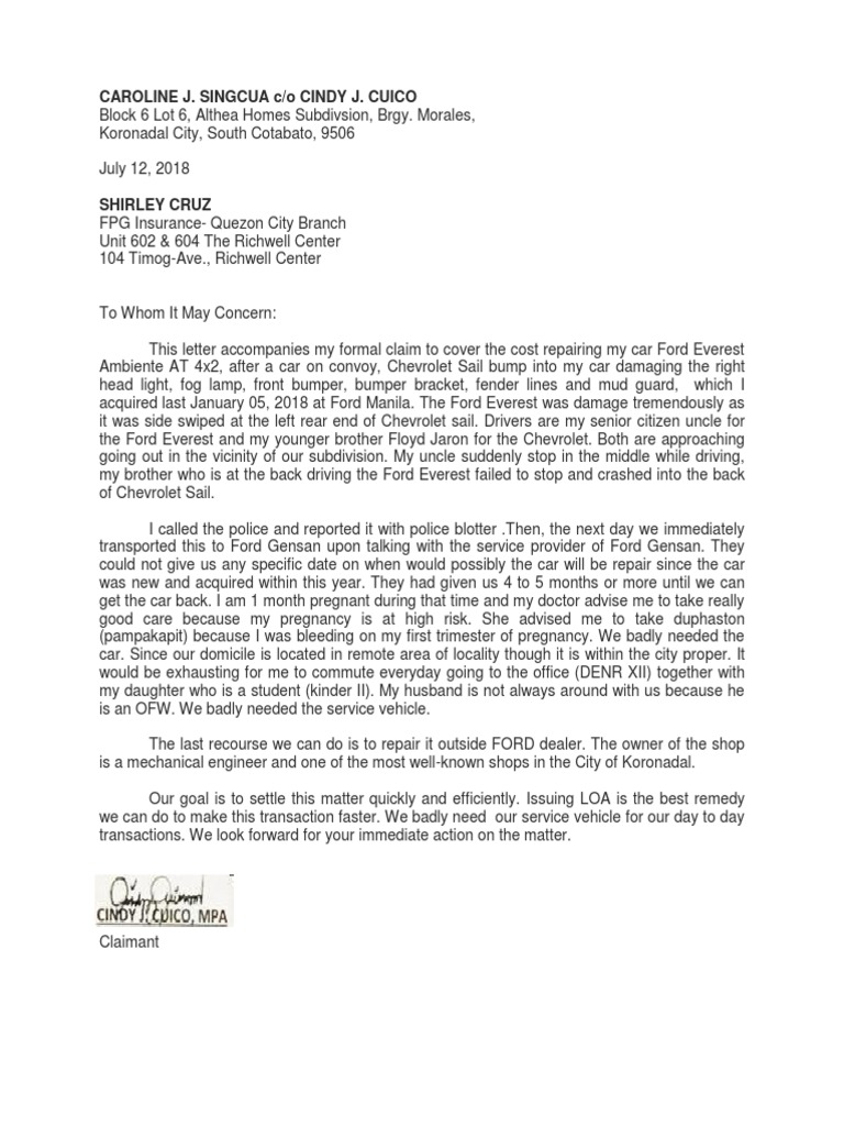 Revised Insurance Letter | PDF | Car | Vehicle Technology