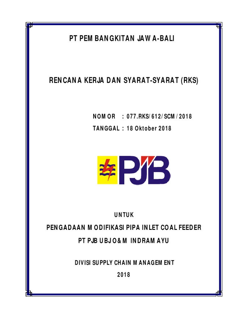 Contoh RKS Modif Pipa Inlet Coal Feeder | PDF
