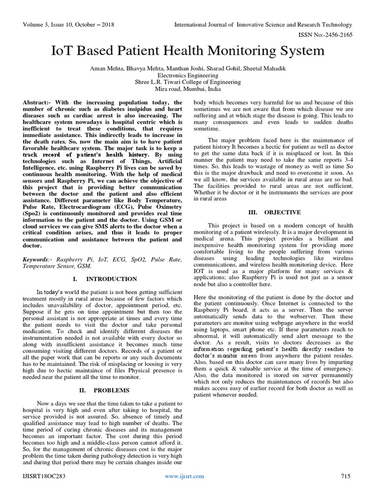 IoT Based Patient Health Monitoring System | PDF | Internet Of Things ...
