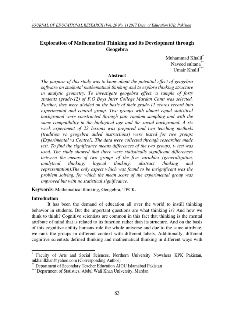 Geogebra's Impact on Mathematical Thinking | PDF | Pedagogy | Thought