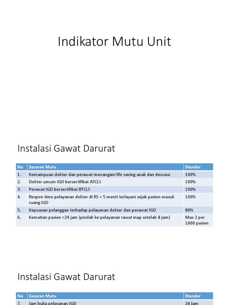 Indikator Mutu Unit | PDF