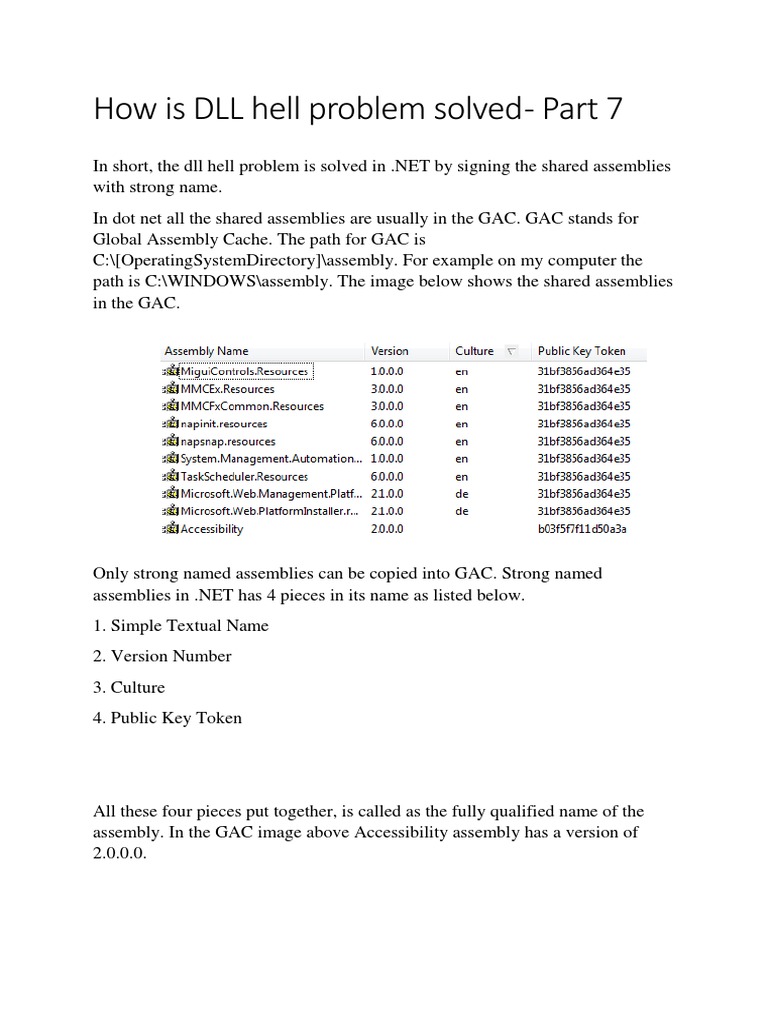 How Is DLL Hell Problem Solved - Part 7 | PDF