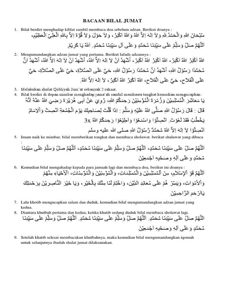 Bacaan Bilal Jumat | PDF