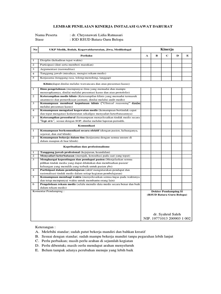 8 - Lembar Penilaian Igd | PDF