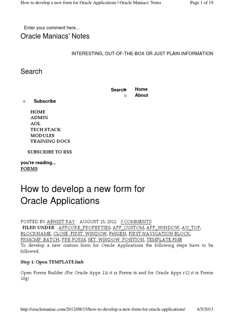 How To Develop A New Form Fo | PDF | Oracle Database | Application Software