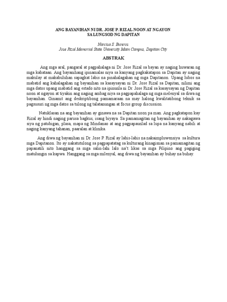 Ang Bayanihan Sa Kasaysayan Ni DR Abstrak | PDF