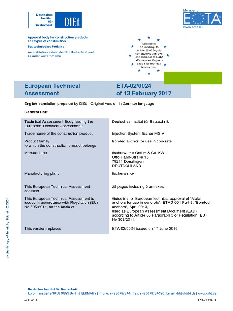 European Technical Assessment ETA-02/0024 of 13 February 2017 | PDF ...