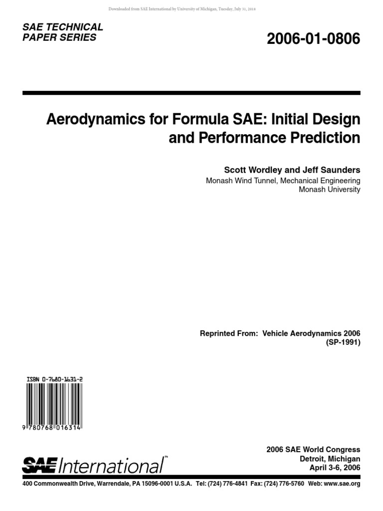 Aerodynamics For Formula SAE - Initial Design and Performance ...