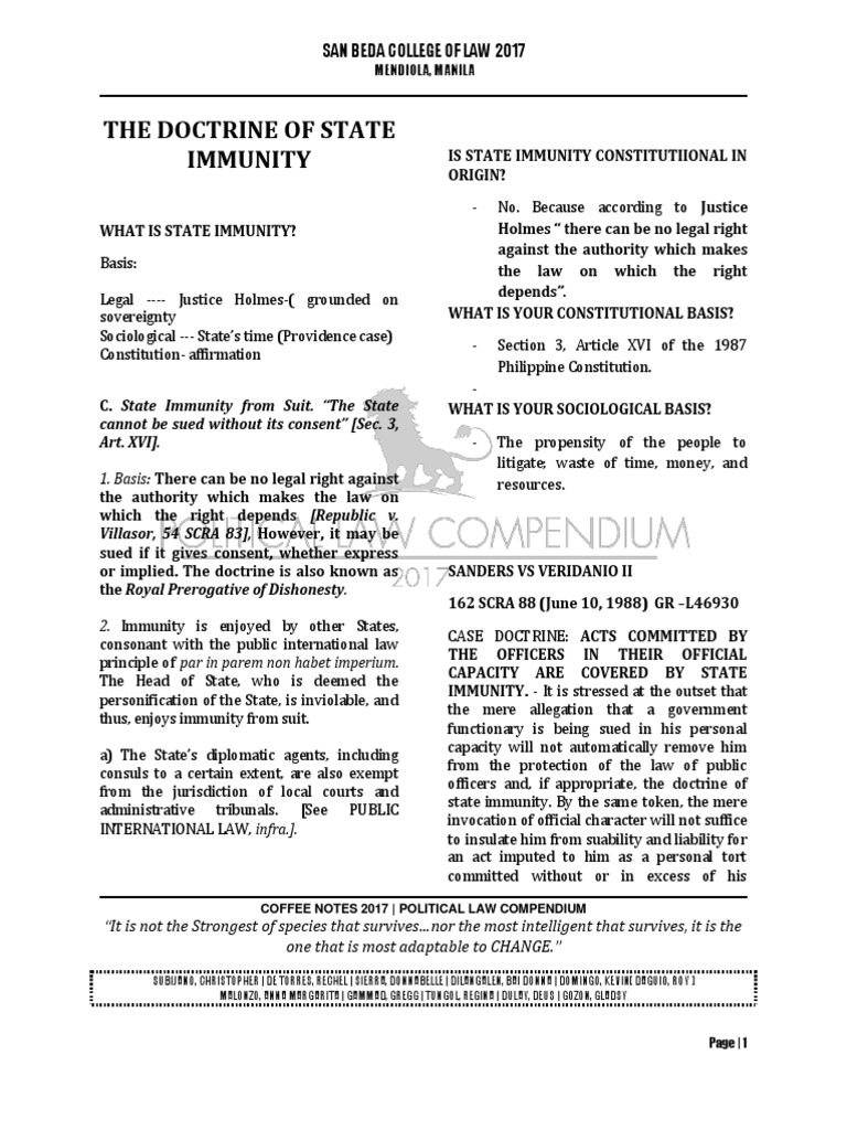 State Immunity Chap 3-7-19-16 | PDF | Sovereign Immunity | Lawsuit