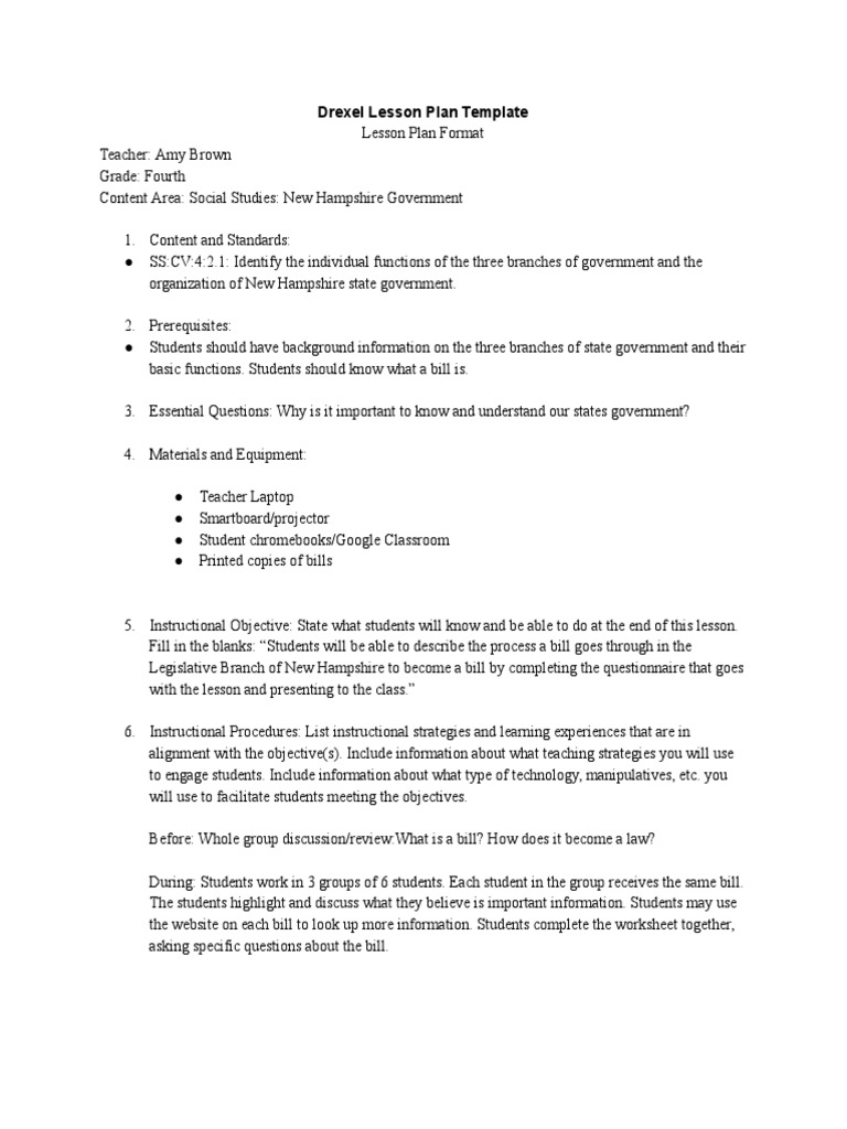 Understanding NH Bill Process in Class | PDF | Lesson Plan | Behaviorism