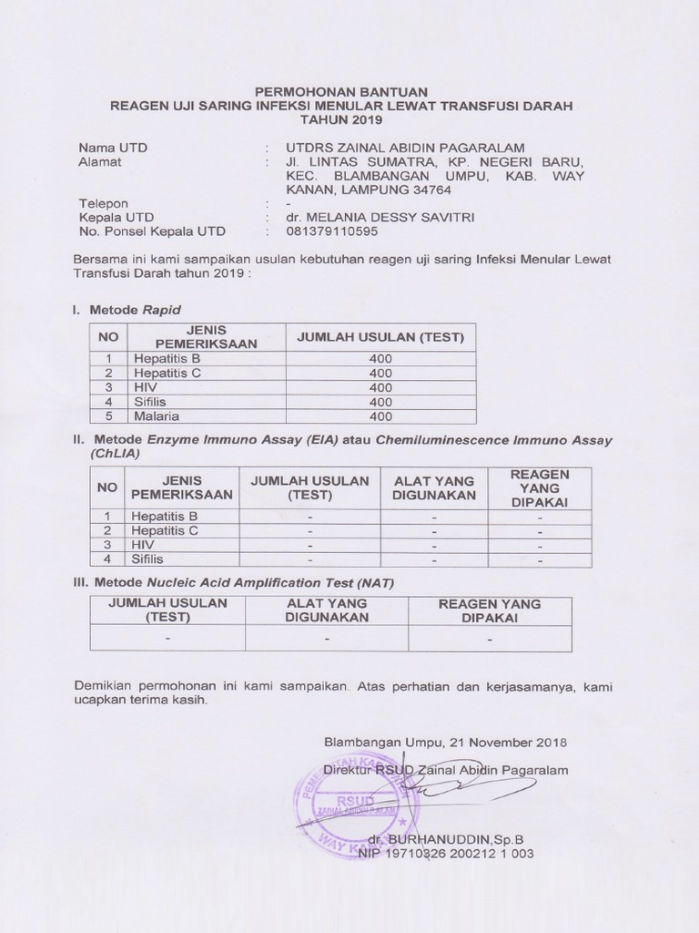 Permohonan Bantuan Reagen Imltd 2019 | PDF