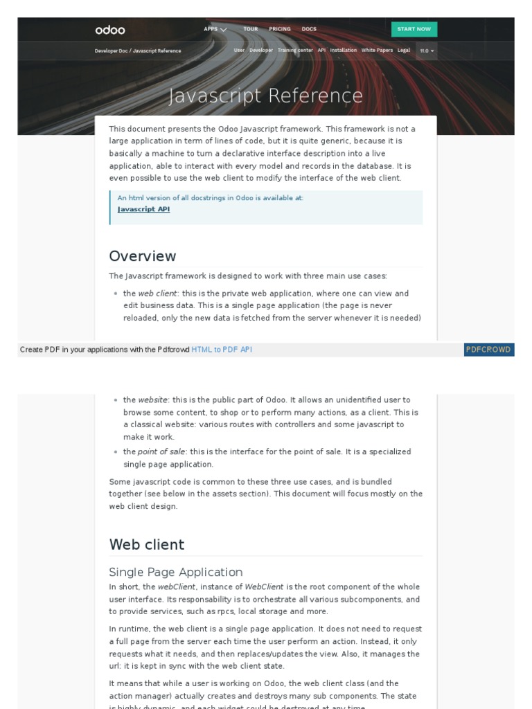 Odoo Javascript Framework Overview | PDF | Java Script | J Query