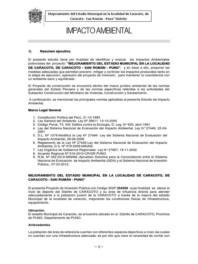 Declaracion de Impacto Ambiental Ccorao | PDF | Residuos | Contaminación