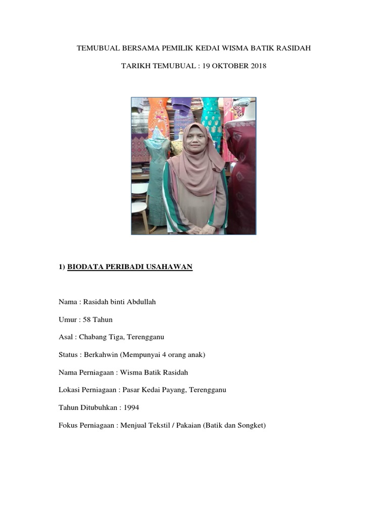 Biodata Peribadi Usahawan Doneee | PDF