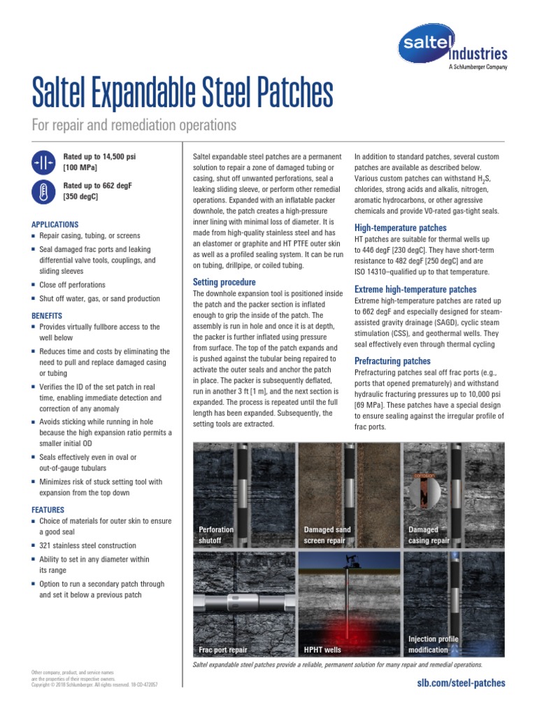 Saltel Expandable Steel Patch Ps | Hydraulic Fracturing | Chemistry